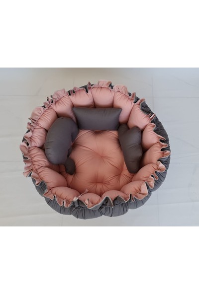 Babynest Dünyası Koyu Gri Pudra Yuvarlak Uyku ve Oyun Minderi Babynest Dünyası Koyu Gri Pudra Yuvarlak Uyku ve Oyun Minderi