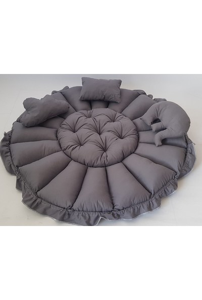 Babynest Dünyası Antrasit Gri Yıldız Yuvarlak Uyku ve Oyun Minderi Babynest Dünyası Antrasit Gri Yıldız Yuvarlak Uyku ve Oyun Minderi