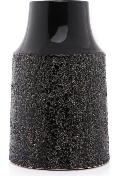 Chima Home Siyah Tırtıklı Büyük Vazo