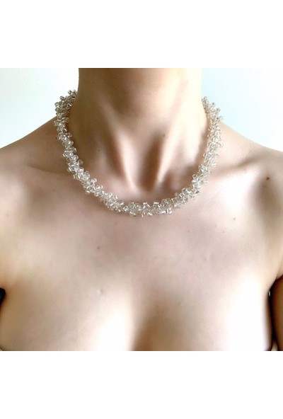 Leylan Takı Pırlanta Görünümlü Beyaz Miyoki Kadın Kolye