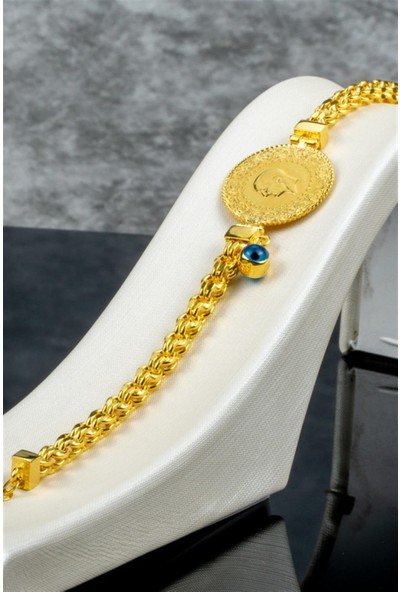 İdeal Sarraf 22 Ayar Çeyrekli Güverse Nazarlıklı Altın Bileklik