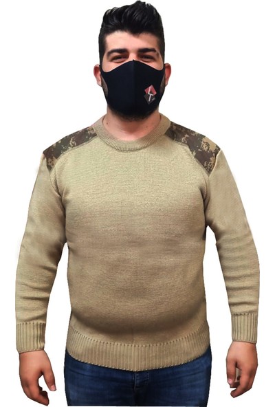 Lider Ticaret Asker Kazağı Sıfır Yaka Kamuflaj Yamalı Bej Renk Lider Ticaret Asker Kazağı Sıfır Yaka Kamuflaj Yamalı Bej Renk