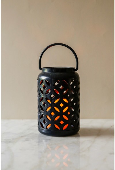 Arma House Country Tarzı Siyah Namaste Pilli ve Usb'li LED Fener