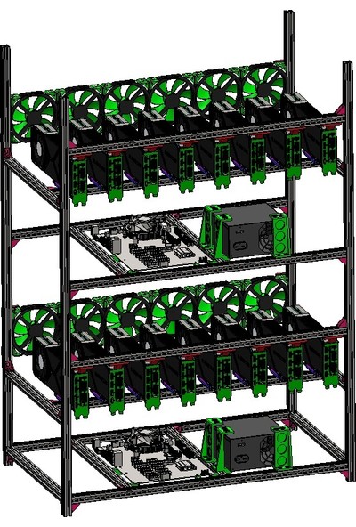 Hobi İzmir Tubrig Mining Rig Kasası, Çift Katlı Rig, 30 Gpu + Fanlı Hobi İzmir Tubrig Mining Rig Kasası, Çift Katlı Rig, 30 Gpu + Fanlı