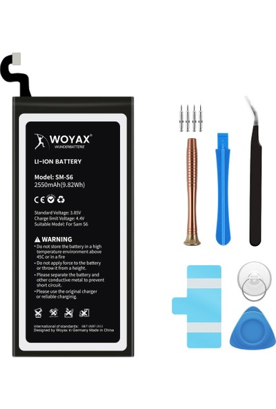 Woyax Samsung Galaxy S6 Batarya 2550MAH Woyax Samsung Galaxy S6 Batarya 2550MAH