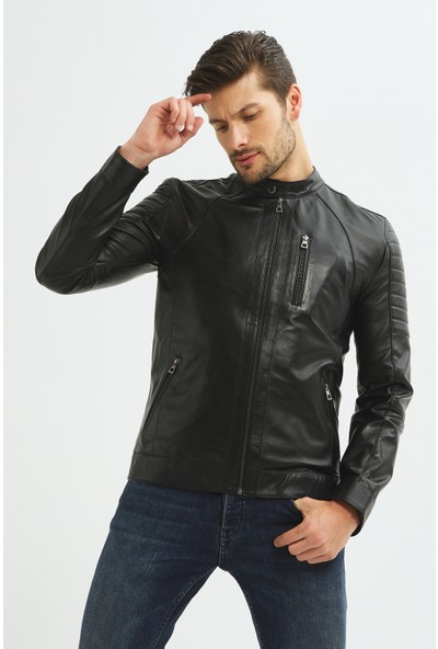 İkbal Jones Siyah Hakiki Deri Mont Erkek İkbal Jones Siyah Hakiki Deri Mont Erkek