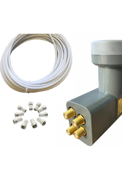 Ata Elektronik 4 Çıkışlı 4K Lnb + 10M Anten Kablosu + 10 Adet F Jak