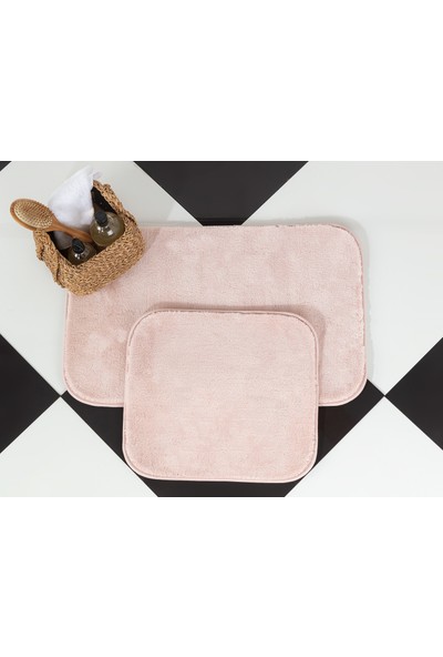 Madame Coco Carol 2'li Banyo Paspası Pudra 50 x 80 cm + 45 x 50 cm