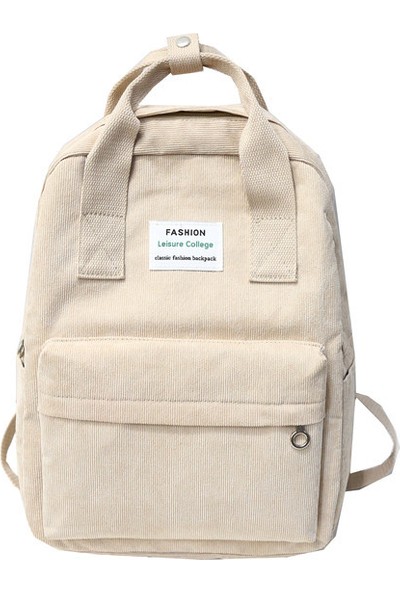 Kadın Kadife Okul Sırt Çantası-Bej Kadın Kadife Okul Sırt Çantası-Bej