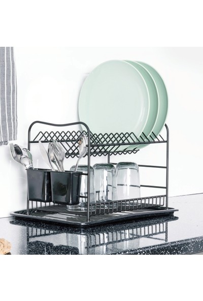 Almıtal Set Üstü 2 Katlı Tabaklık ve Bardaklık Siyah, Bulaşık Sepeti M6040-20 Almıtal Set Üstü 2 Katlı Tabaklık ve Bardaklık Siyah, Bulaşık Sepeti M6040-20