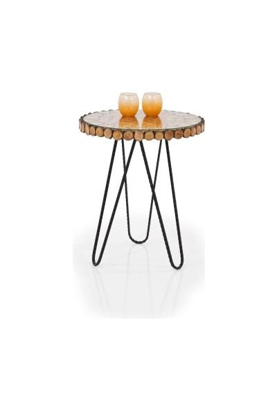 Nur Ahşap Dilimli Yan Sehpa