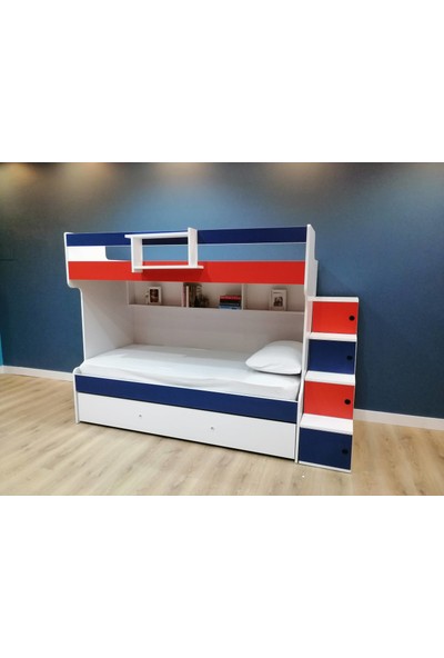 Medefe Home Kırmızı Lacivert 3'lü Yavrulu Ranza Medefe Home Kırmızı Lacivert 3'lü Yavrulu Ranza