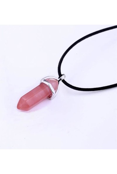 Profisher Kuvars Kristal Kolye Exquisite Stone Altıgen Sütun Siyah Suni Deri Kordon Profisher Kuvars Kristal Kolye Exquisite Stone Altıgen Sütun Siyah Suni Deri Kordon