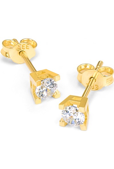 Fay Yamaner Altın Tektaş Küçük Boy Küpe