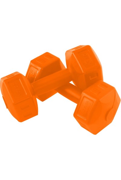 Delta 3 kg x 2 Adet Köşeli Turuncu Plastik Dambıl Ağırlık Seti