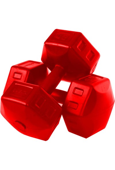 Delta 8 kg x 2 Adet Köşeli Kırmızı Plastik Dambıl Ağırlık Seti