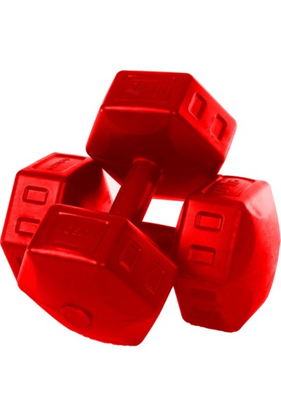 Delta 10 kg x 2 Adet Köşeli Kırmızı Plastik Dambıl Ağırlık Seti