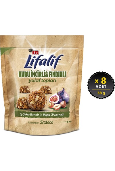 Eti Lifalif Kuru İncirli Fındıklı Yulaf Topları 38 g x 8 Adet Eti Lifalif Kuru İncirli Fındıklı Yulaf Topları 38 g x 8 Adet