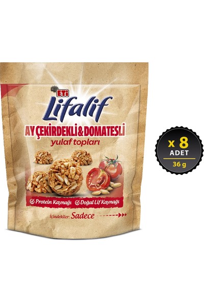 Eti Lifalif Ayçekirdekli Domatesli Yulaf Topları 36 g x 8 Adet Eti Lifalif Ayçekirdekli Domatesli Yulaf Topları 36 g x 8 Adet