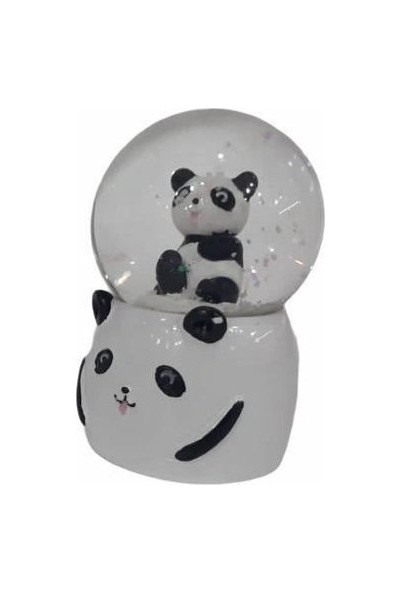 Meka Mini Cam Küre Işıklı Panda Motifli Kar Küresi