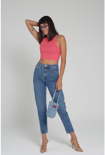 Cross Jeans Ariana Yüksek Bel Patı Fermuarlı Mom Fit Jean Pantolon C 4525-045