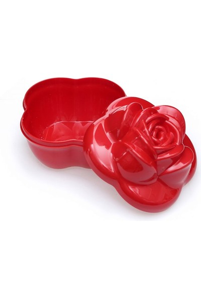 İkranur Boş Plastik Hediye Kutusu Gül Desenli Kırmızı 10 Adet