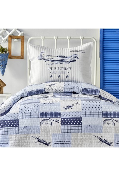 Karaca Home Cappi Mavi Kapitoneli Genç Tek Kişilik Yatak Örtüsü Seti