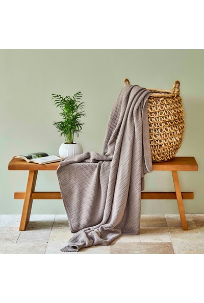 Karaca Home Back To Basic Vizon Tek Kişilik Örgü Battaniye Karaca Home Back To Basic Vizon Tek Kişilik Örgü Battaniye