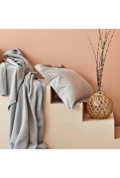 Karaca Home Back To Basic Gri Çift Kişilik Örgü Battaniye