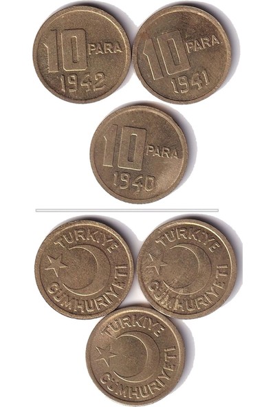 Benim Koleksiyonum Eski Madeni Para Koleksiyonu 10 Para (1940-41-42) Seti Benim Koleksiyonum Eski Madeni Para Koleksiyonu 10 Para (1940-41-42) Seti