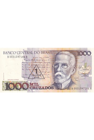 Benim Koleksiyonum Brezilya - 1000 Cruzados Üzeri 1 Cruzado Novo Sürşarj (1989) B838B / P216B Benim Koleksiyonum Brezilya - 1000 Cruzados Üzeri 1 Cruzado Novo Sürşarj (1989) B838B / P216B