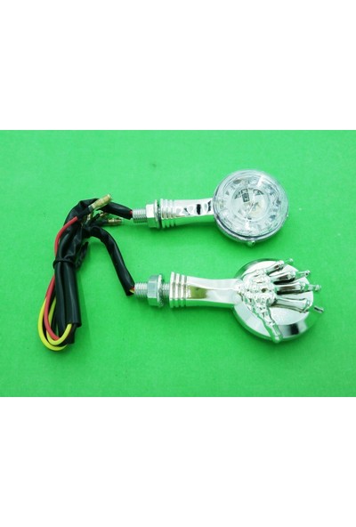Motospartan MOTOSİKLET SİNYAL TAKIMI LED YUVARLAK NİKEL İSKELET EL DESEN 8558N