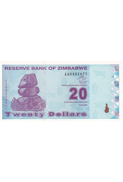 Benim Koleksiyonum Zimbabve, 20 Dolar (2009) P#95 Çil Eski Yabancı Kağıt Para
