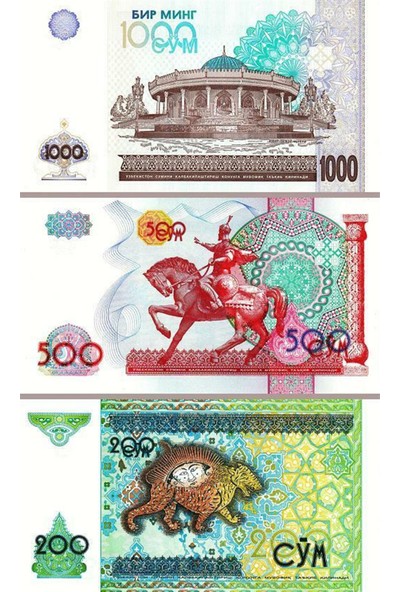 Benim Koleksiyonum Özbekistan Eski Kağıt Para Seti (200-500-1000 SOM,1997) Benim Koleksiyonum Özbekistan Eski Kağıt Para Seti (200-500-1000 SOM,1997)