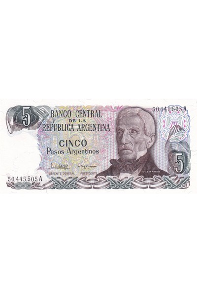Benim Koleksiyonum Arjantin, 5 Peso (1984) Eski Yabancı Kağıt Para Benim Koleksiyonum Arjantin, 5 Peso (1984) Eski Yabancı Kağıt Para