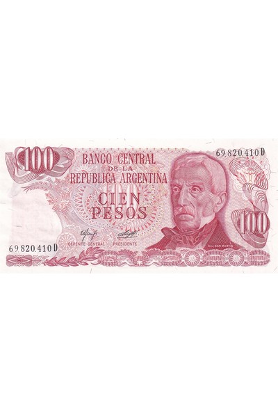 Benim Koleksiyonum Arjantin, 100 Peso (1977) Eski Yabancı Kağıt Para Benim Koleksiyonum Arjantin, 100 Peso (1977) Eski Yabancı Kağıt Para