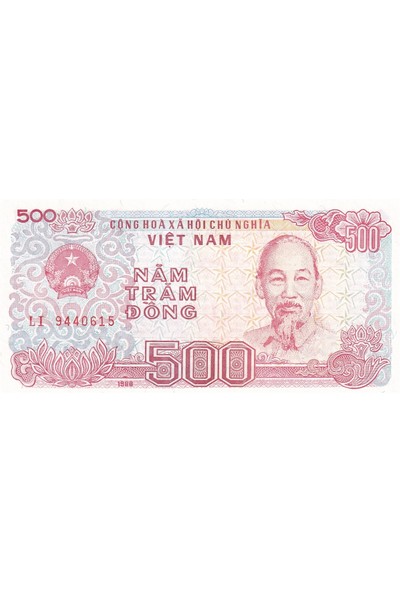 Benim Koleksiyonum Vietnam, 500 Dong (1988) Eski Yabancı Kağıt Para