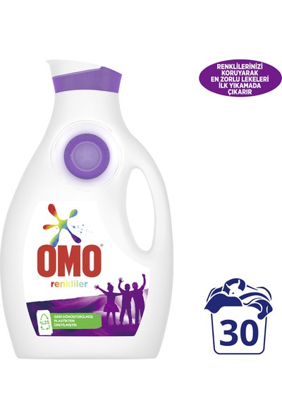 OMO Sıvı Çamaşır Deterjanı Renkliler İçin Renklilerinizi Koruyarak En Zorlu Lekeleri İlk Yıkamada Çıkarır 1950 ML 30 Yıkama 1 Adet OMO Sıvı Çamaşır Deterjanı Renkliler İçin Renklilerinizi Koruyarak En Zorlu Lekeleri İlk Yıkamada Çıkarır 1950 ML 30 Yıkama 1 Adet