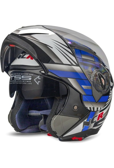 Ncr Çene Açılır Kask Güneş Vizörlü Kask Mavi