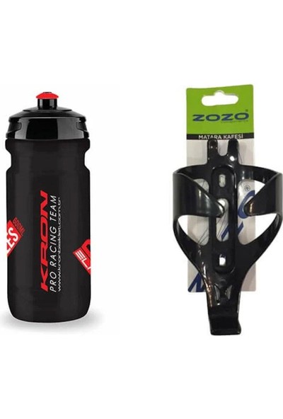 Kron Elite Siyah Bisiklet Matarası + Zozo Kafes