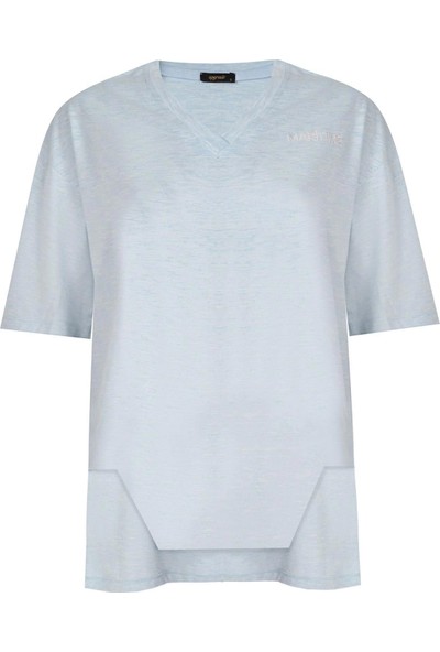 Upgrade V Yaka Basic T-Shirt Mavi Upgrade V Yaka Basic T-Shirt Mavi