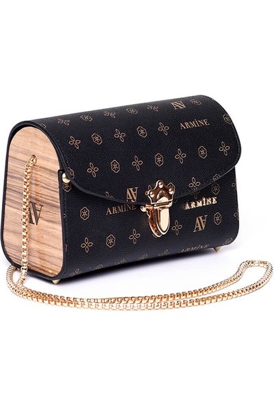Armine Zincir Askılı Retro Baskılı Siyah Kadın Çanta Armine Zincir Askılı Retro Baskılı Siyah Kadın Çanta