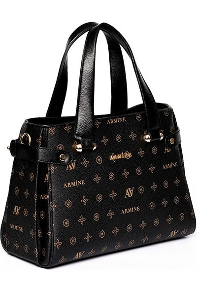 Armine Askılı Kadın Klasik Siyah Baskılı Çanta