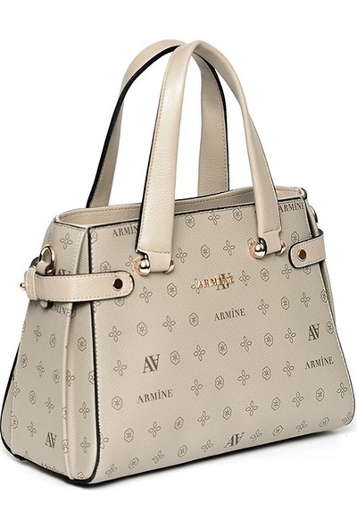 Armine Askılı Kadın Klasik Vizon Baskılı Çanta
