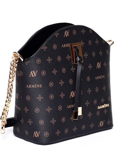 Armine Zincir Askılı Siyah Baskılı Çanta Armine Zincir Askılı Siyah Baskılı Çanta