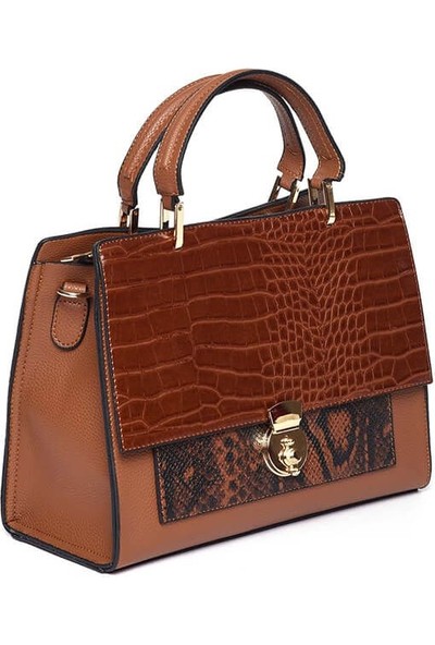 Armine Askılı Kadın Leopar Desenli Taba Abiye Çanta