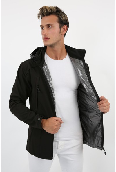 Ette Softshell Astarlı Su ve Rüzgara Dayanıklı Siyah Kapüşonlu Rüzgarlık Mont 2004 Ette Softshell Astarlı Su ve Rüzgara Dayanıklı Siyah Kapüşonlu Rüzgarlık Mont 2004
