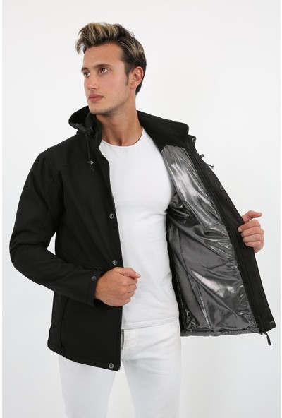 Ette Softshell Astarlı Su ve Rüzgara Dayanıklı Siyah Kapüşonlu Rüzgarlık Mont 2001 Ette Softshell Astarlı Su ve Rüzgara Dayanıklı Siyah Kapüşonlu Rüzgarlık Mont 2001