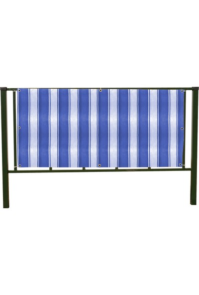 Okan Oto Pamuklu Kumaş Balkon Demiri Korkuluğu Brandası Mavi Beyaz Çizgili 1.5 X 8