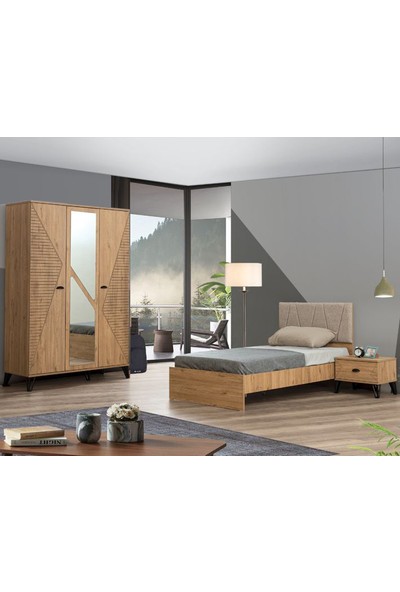 Setay Noce Genç Odası Takımı Dolap Karyola Komodin Setay Noce Genç Odası Takımı Dolap Karyola Komodin